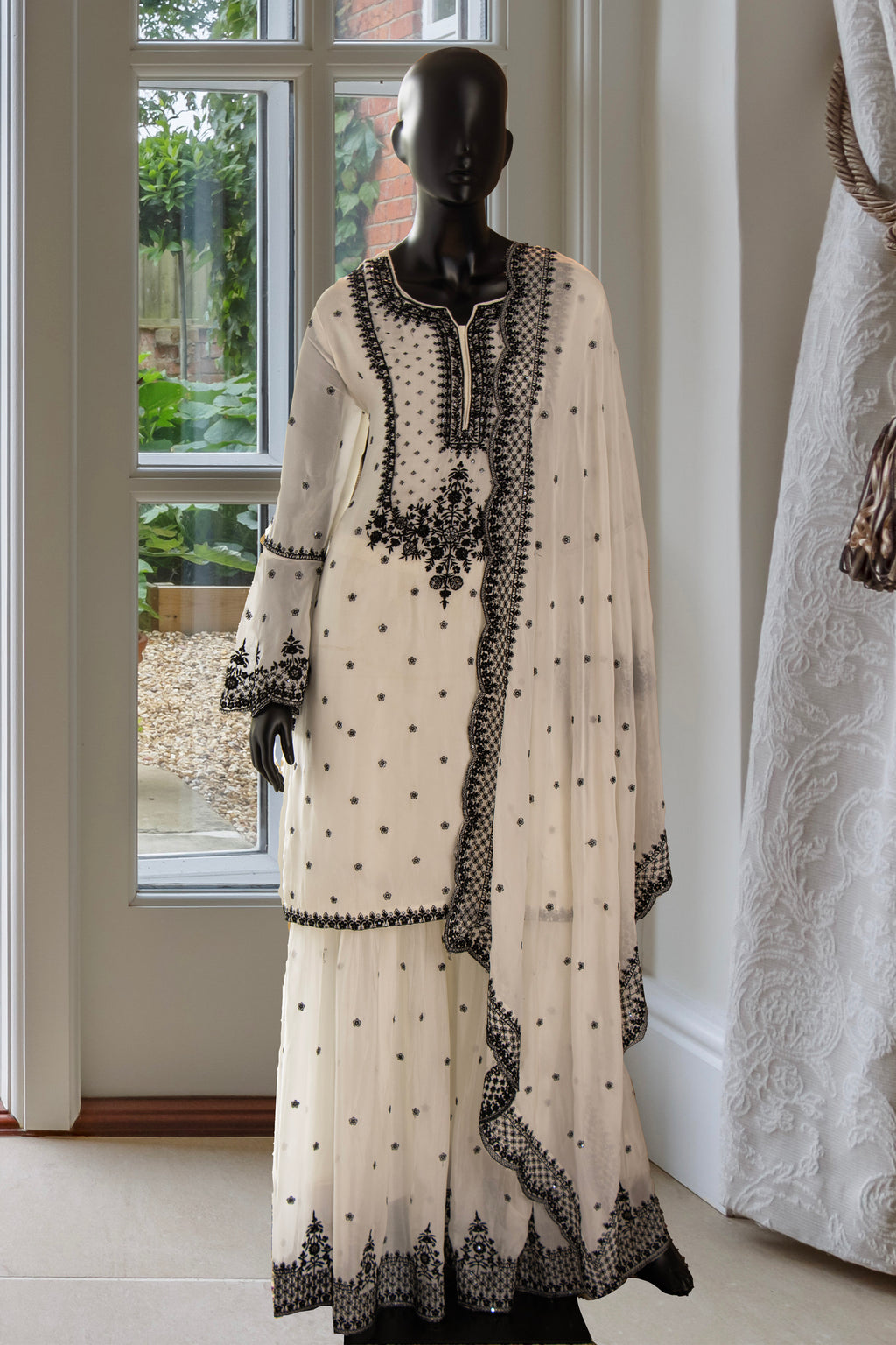 Off White Chinnon Garara Suit – Manjini