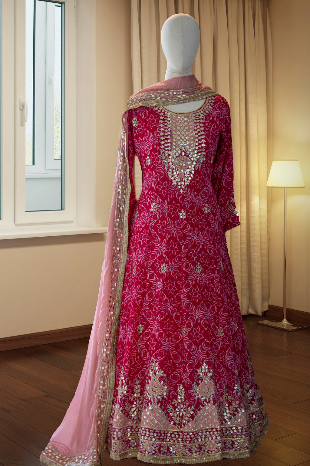 Magenta Chinnon Gown – Manjini